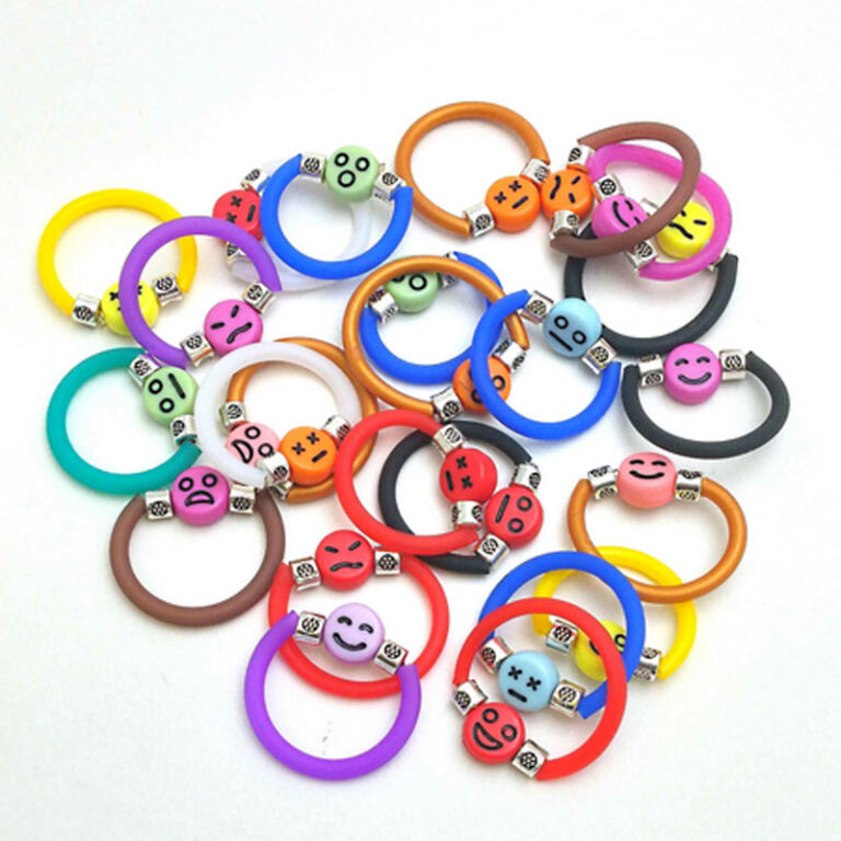 Kid's Colorful Adjustable Emoji Rings | Costello International